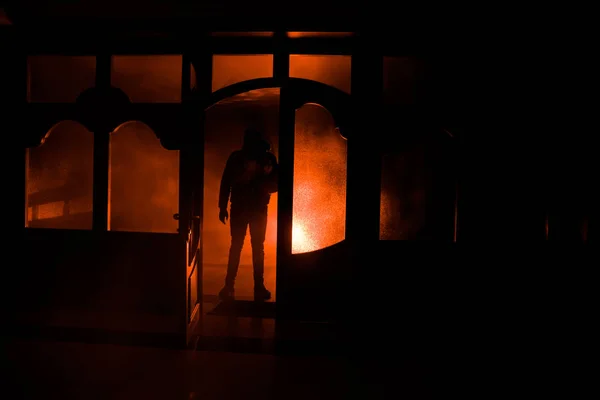 Silhouette Unknown Shadow Figure Door Closed Glass Door Silhouette ...