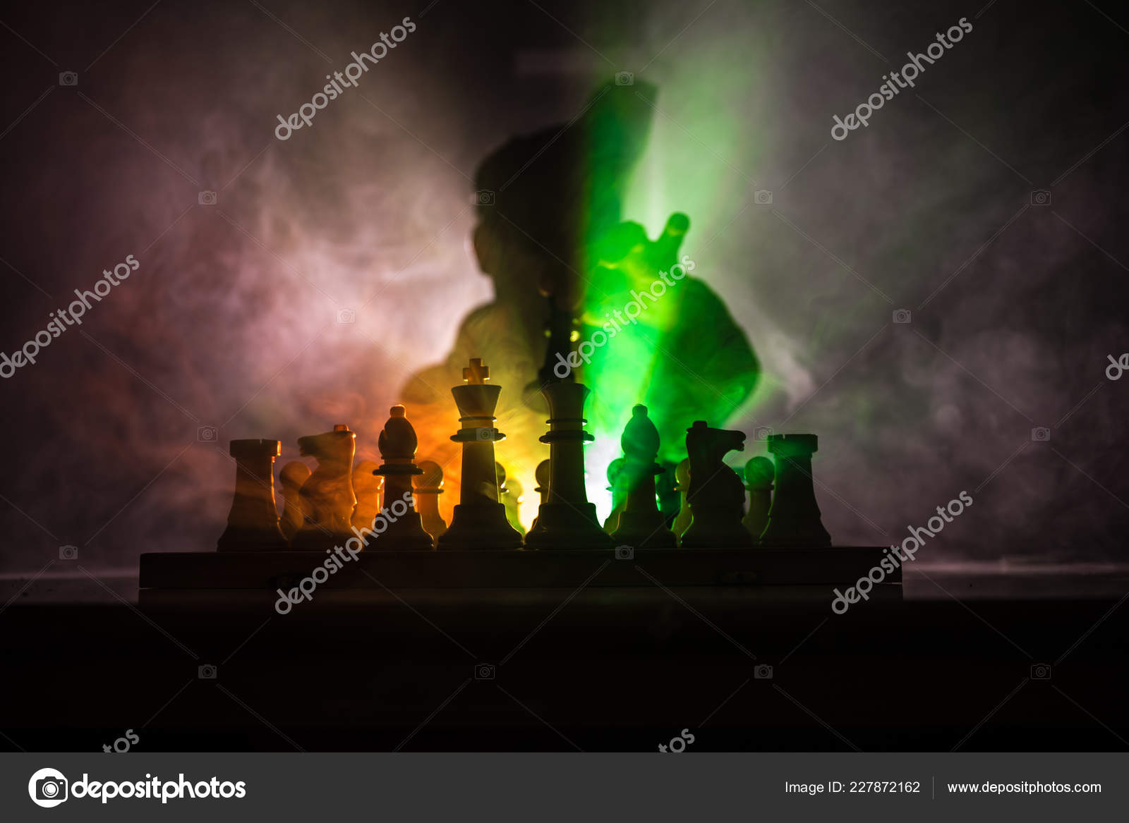 Man Playing Chess Scary Blurred Silhouette Person Chessboard Chess ...