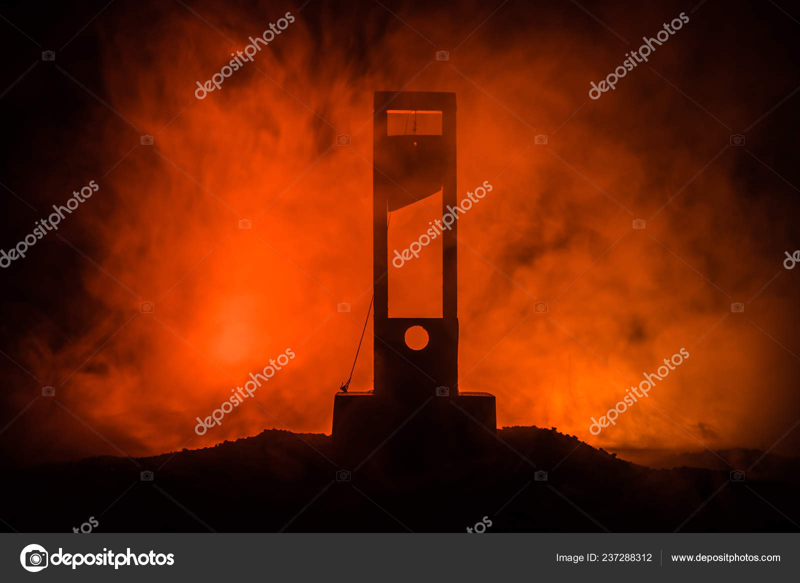 Horror View Guillotine Close Guillotine Dark Foggy Background Execution ...