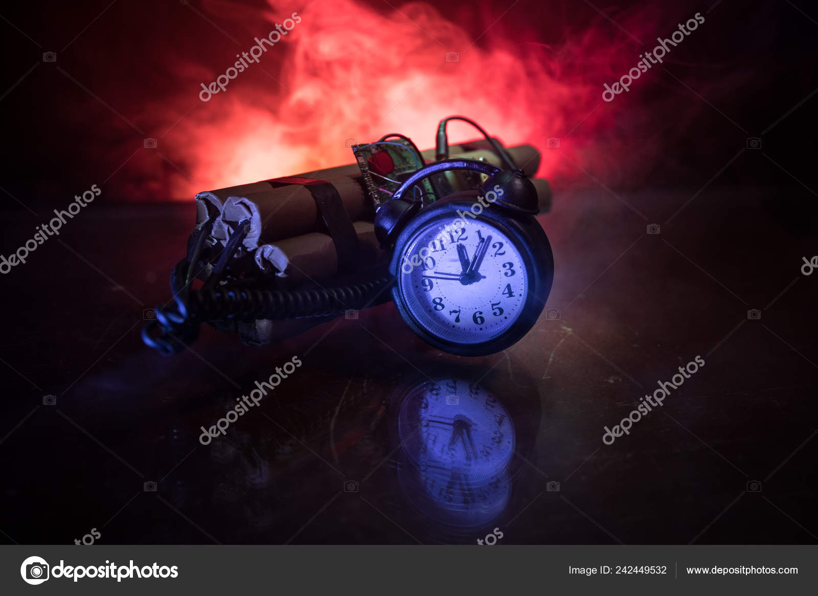 Image Time Bomb Dark Background Timer Counting Detonation Illuminated ...