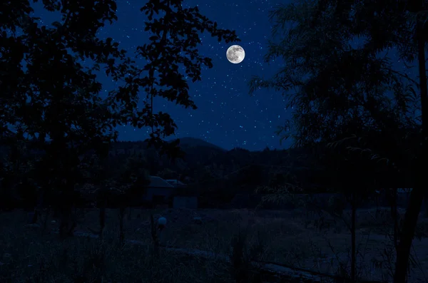 Mountain Road Forest Full Moon Night Scenic Night Landscape Dark ...