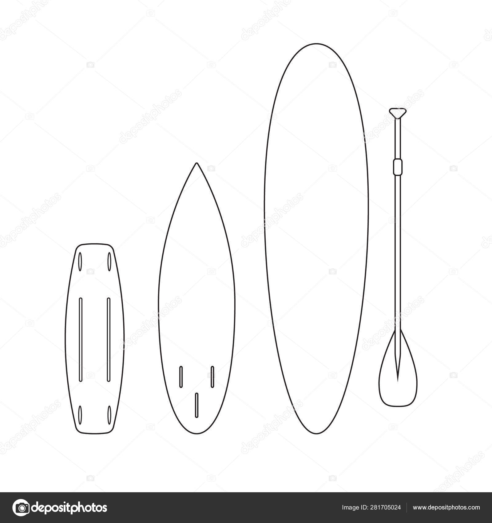 Vector set of outline surf stand and wake boards Stock Vector Image by ...