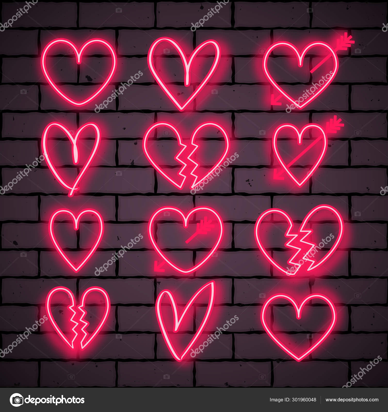 Colorful neon hearts Stock Vector Image by ©rioabajorio #301960048