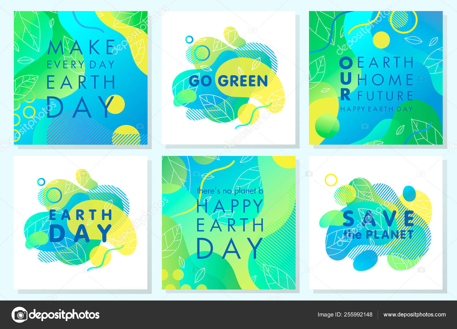 Collection Earth Day Posters Gradient Backgrounds Liquid Shapes Tiny ...