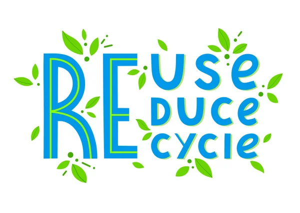 Reutilizar, reducir, reciclar letras vectoriales con hojas pequeñas ...
