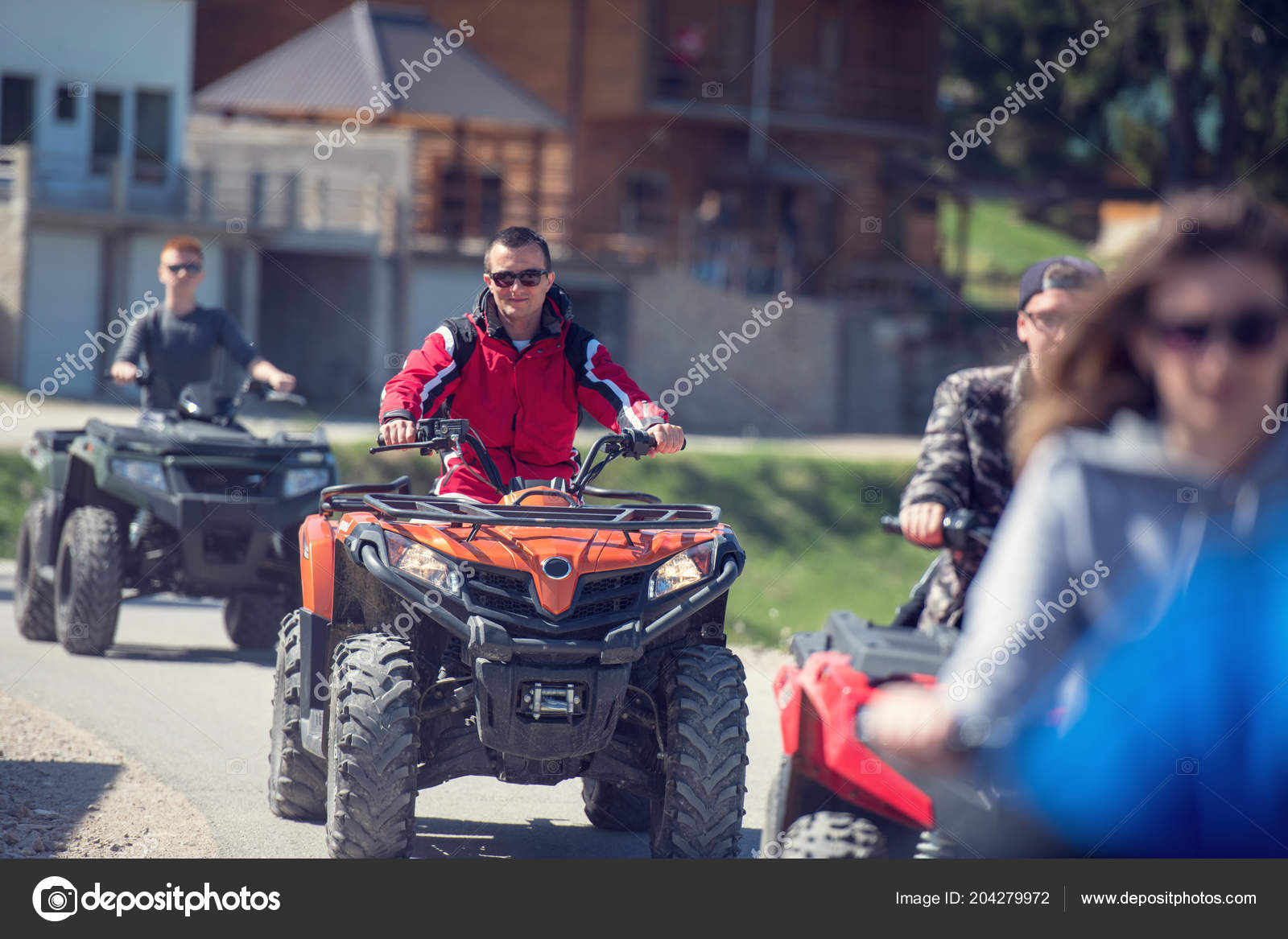 Man riding atv vehicle on off road track ,people outdoor sport ...