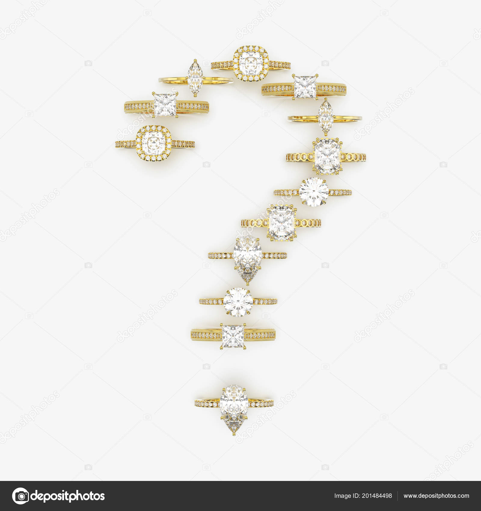 Illustration Question Mark Interrogation Point Different Gold Diamond ...