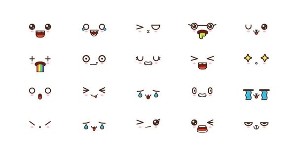 Kawaii Lächeln Emoticons. Japanisches Emoji Stock-Vektorgrafik von ...
