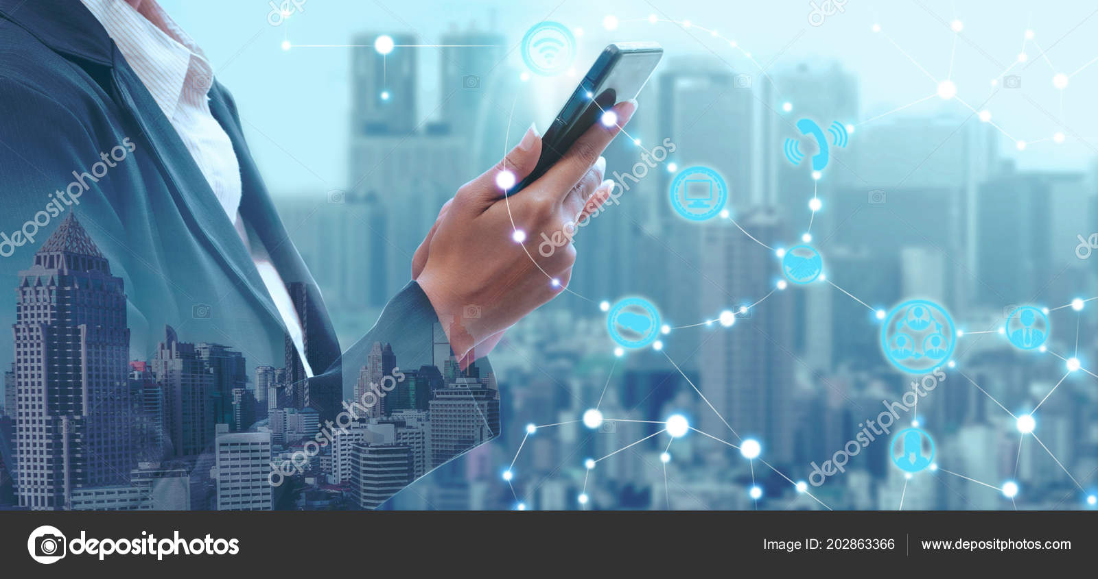 Mobile Phone Network Wireless Communication Concept Internet Things Iot ...