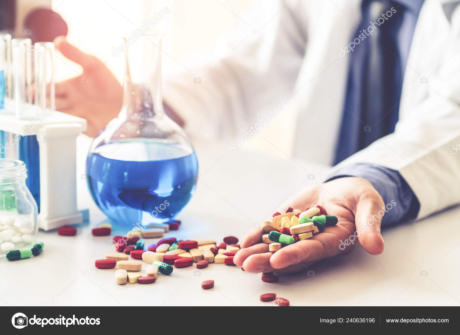 Colorful Medicine Pills Tablets Pharmaceutical Lab Concept Medical ...