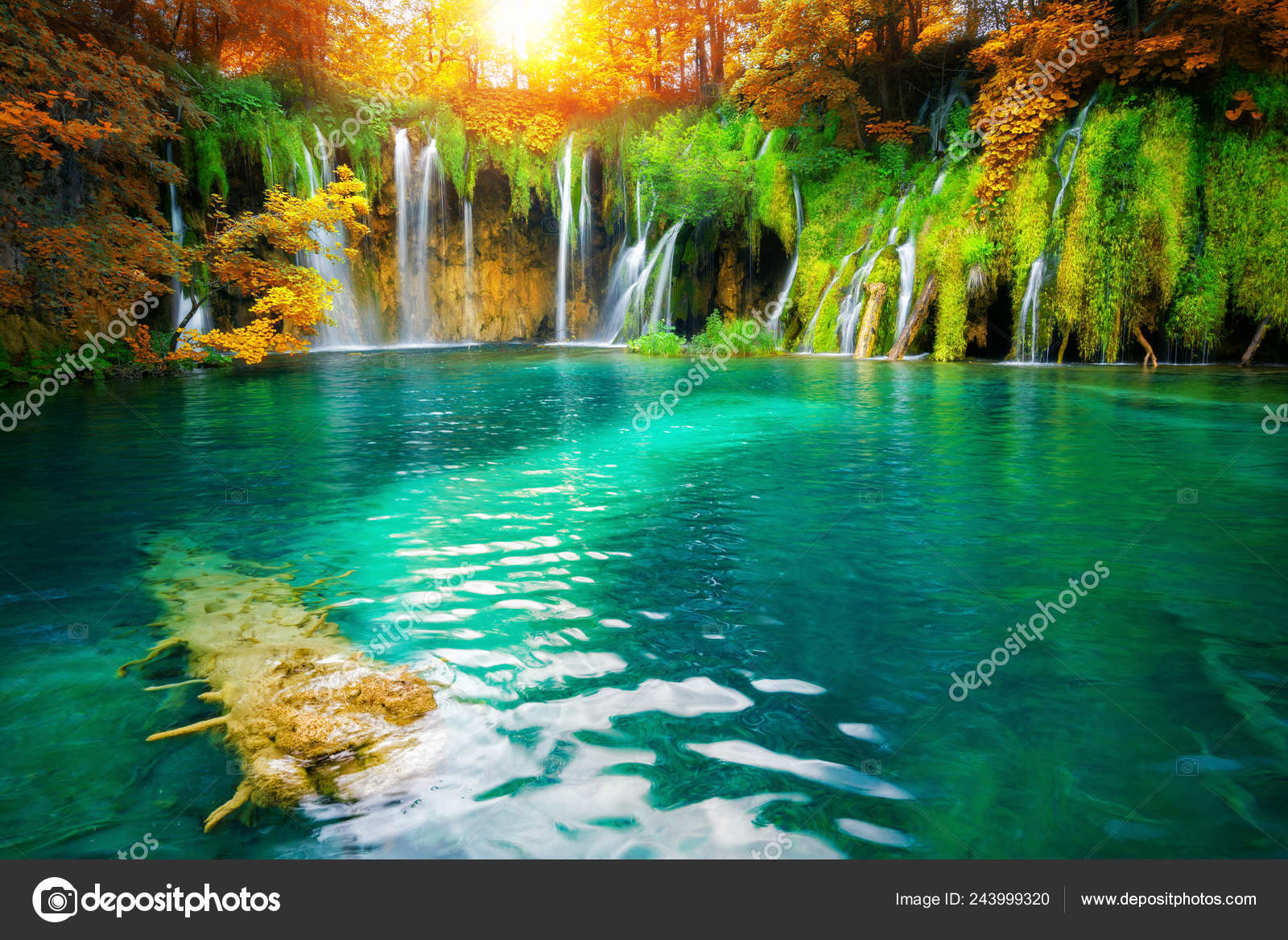 Exotic Waterfall Lake Landscape Plitvice Lakes National Park Unesco ...