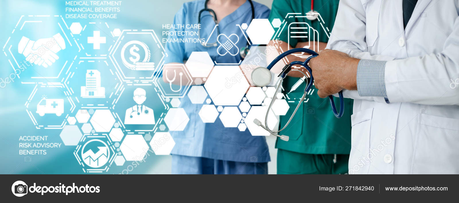 Doctor with health insurance healthcare graphic. — Stock Photo ...