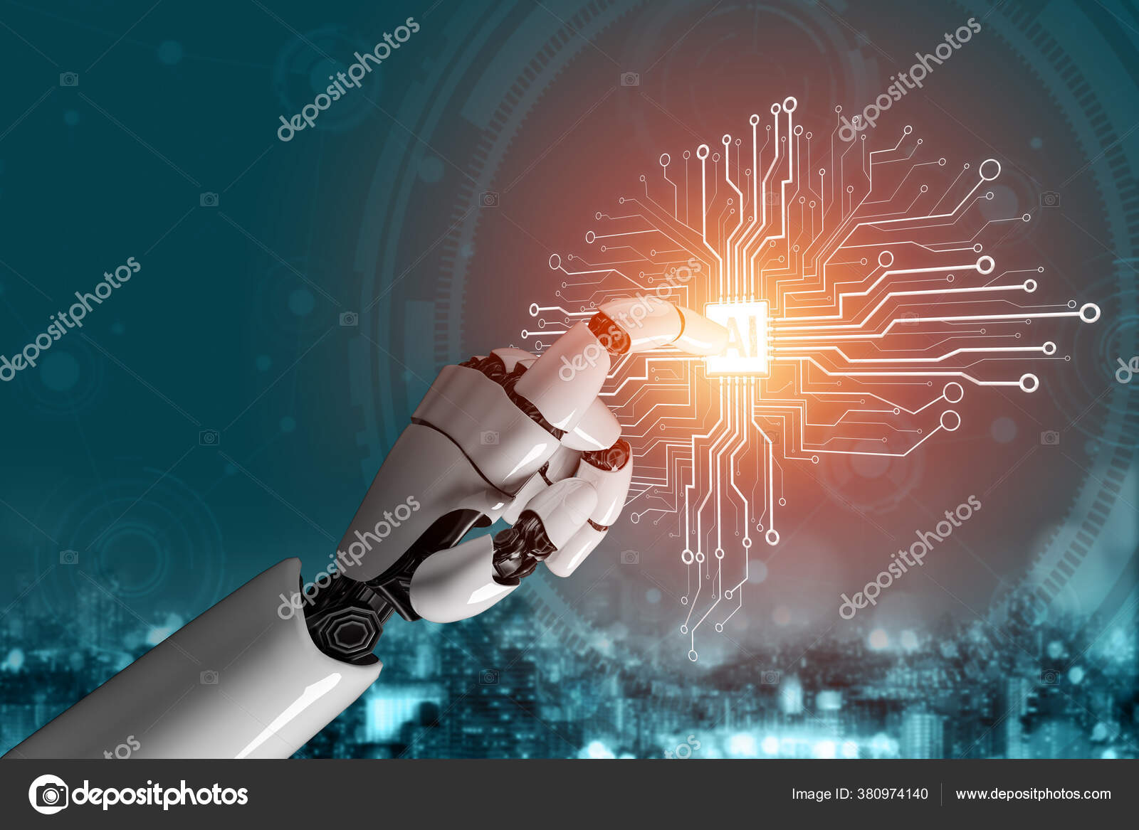 Rendering Futuristic Robot Technology Development Artificial Intelligence Machine Learning ...