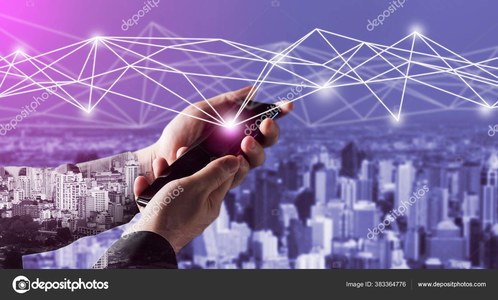 Modern Creative Communication Internet Network Connect Smart City ...