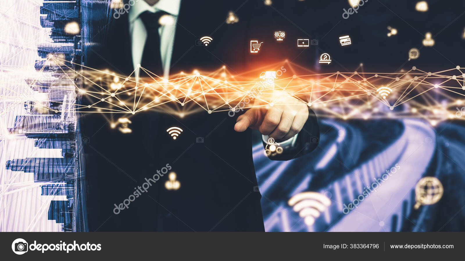 Modern Creative Communication Internet Network Connect Smart City ...