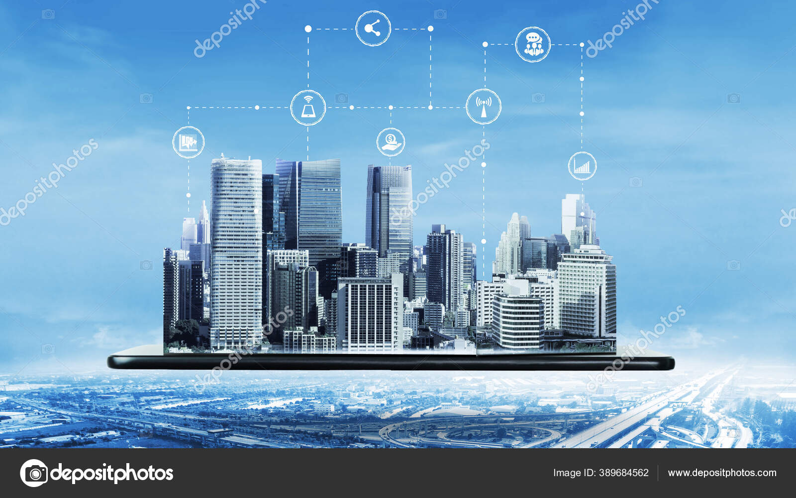 Modern Creative Communication Internet Network Connect Smart City ...