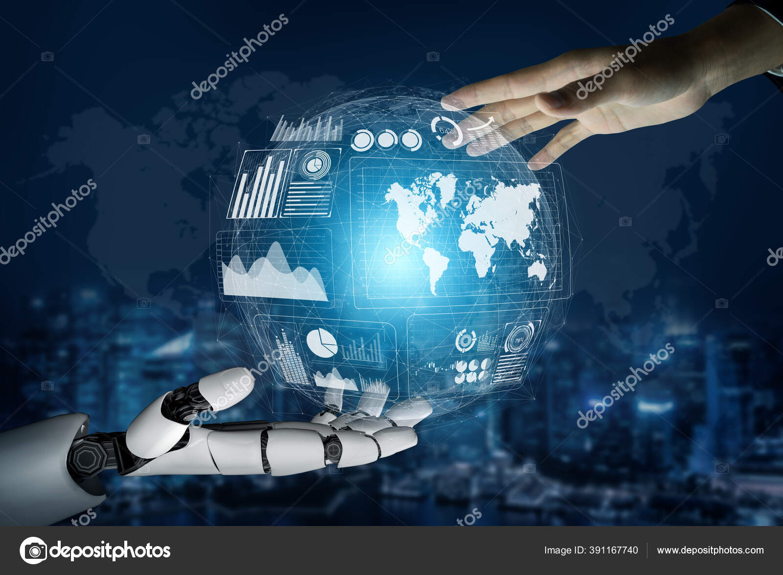 Rendering Futuristic Robot Technology Development Artificial Intelligence Machine Learning ...