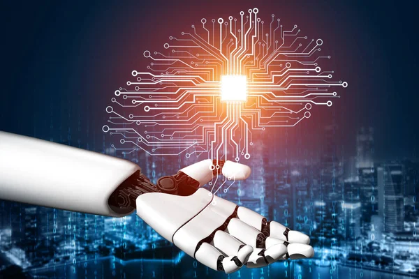 Rendering Futuristic Robot Technology Development Artificial Intelligence Machine Learning ...