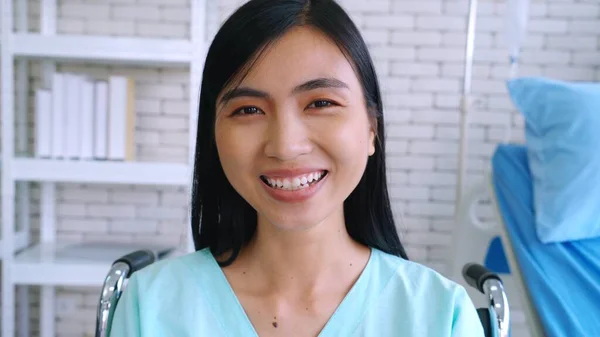 Happy patient getting well improvement at hospital - Stock Image ...