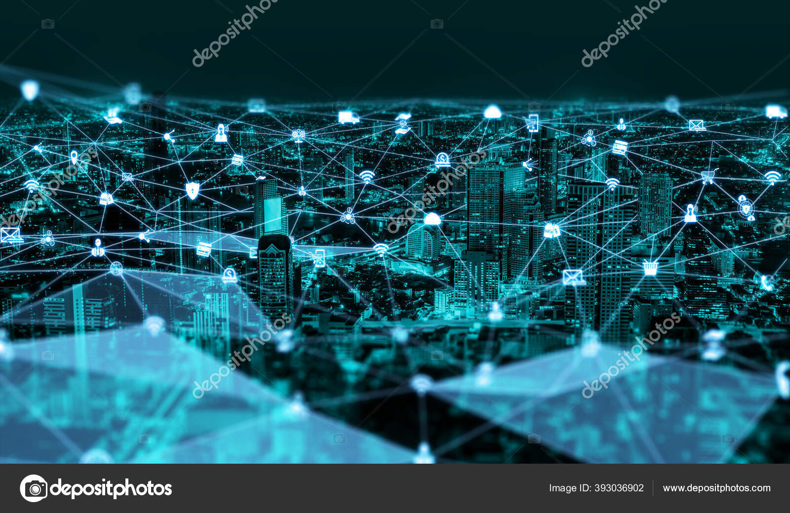 Modern Creative Communication Internet Network Connect Smart City ...