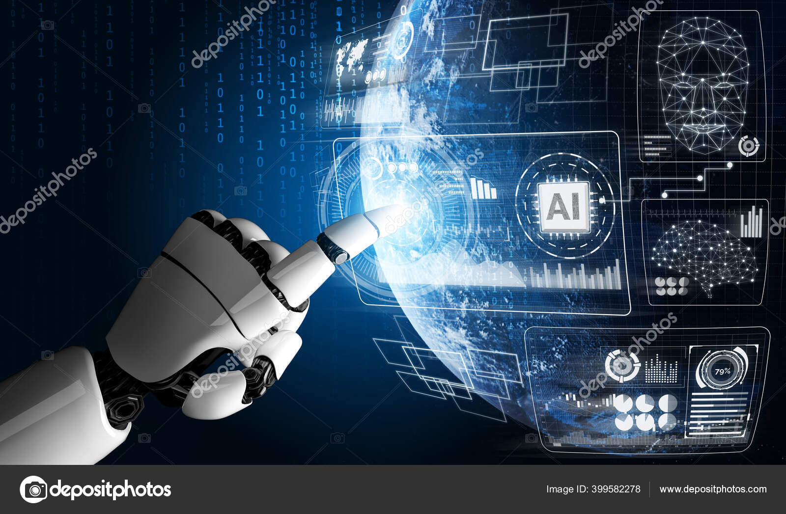 Rendering Futuristic Robot Technology Development Artificial Intelligence Machine Learning ...