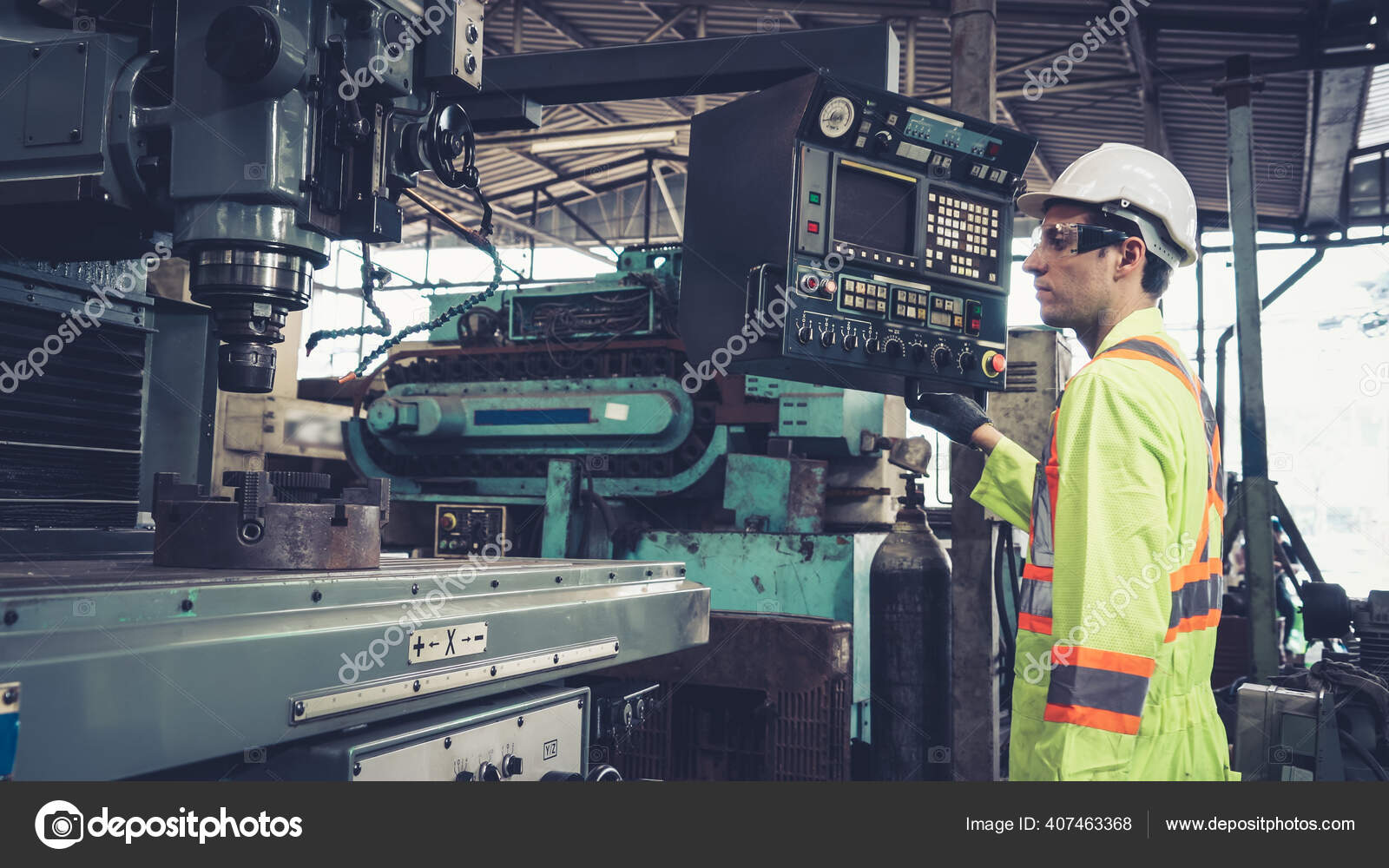 Smart Factory Worker Using Machine Factory Workshop Industry ...