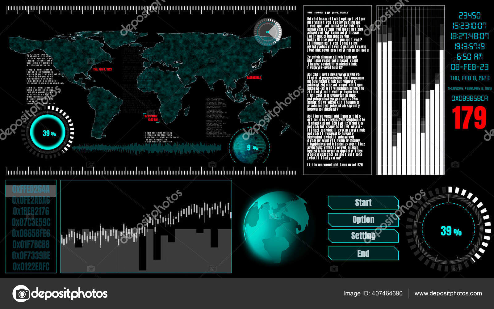 Futuristic User Interface Dashboard Big Data Analytic Information Chart Hud — Stock Photo ...