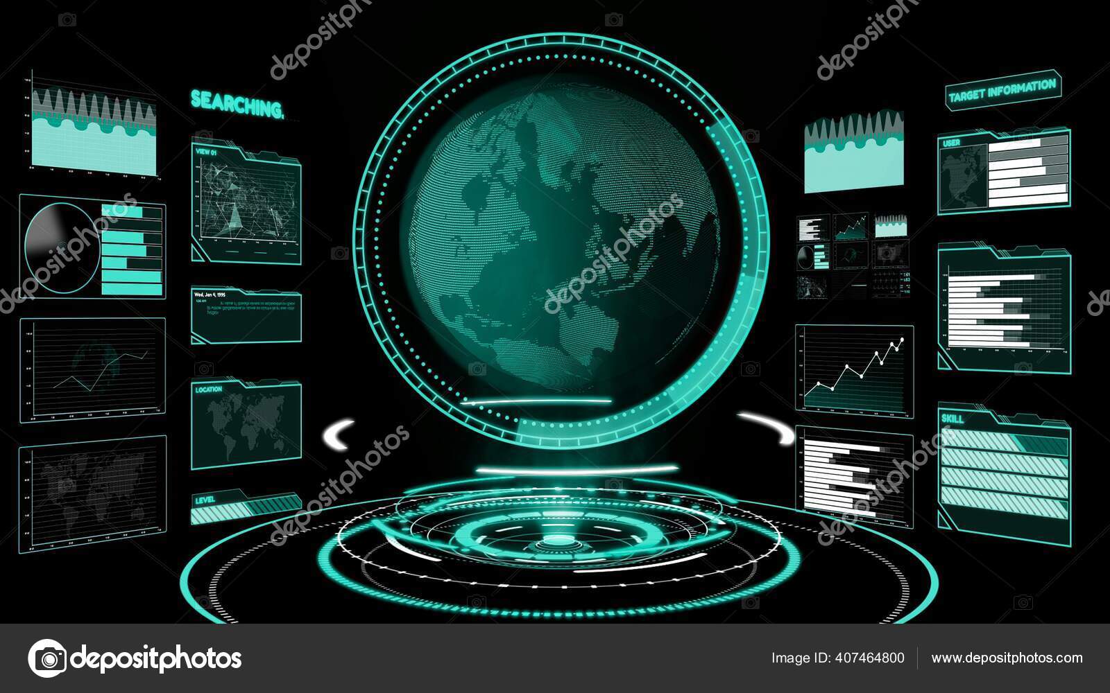 Futuristic User Interface Dashboard Big Data Analytic Information Chart Hud — Stock Photo ...